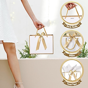 DOYIDE 30 Pcs Thank You Gift Bags with Tissue Paper, 9x7x3.1in Paper Gift Bags with Handles, Gift Wrap Bags with Bow Ribbon for Wedding Birthday Baby Shower Bridesmaid Party