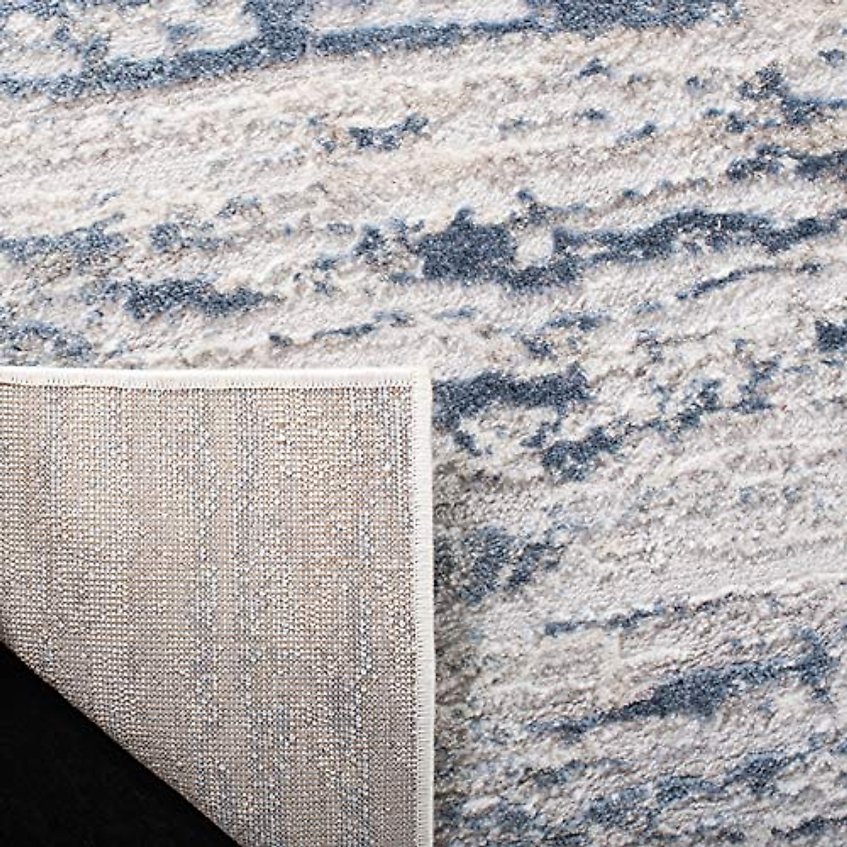 SAFAVIEH Amelia Collection Area Rug - 8' x 10', Ivory & Blue, Modern Abstract Design, Non-Shedding & Easy Care, Ideal for High Traffic Areas in Living Room, Bedroom (ALA768A)