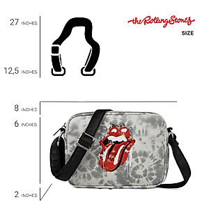 Rolling Stones Majesties Collection Crossbody Bag for Women, Men, Girls, and Teens, Officially Licensed Lightweight Vegan Leather Purse for Travel, Fits Phone, Wallet, and More, Gray
