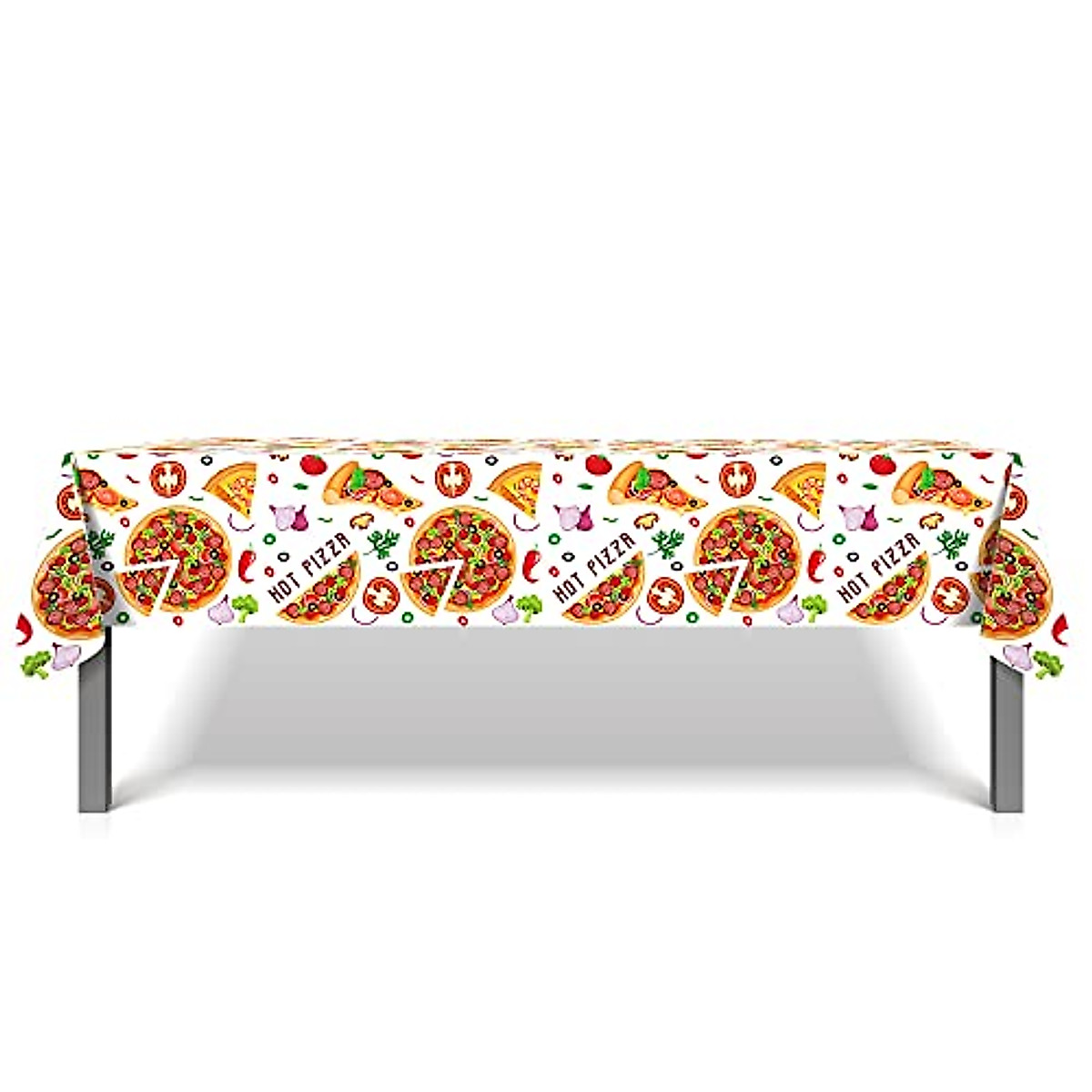 2 Pieces Pizza Party Tablecloth Pizza Theme Table Cover Pizza Birthday Party Decorations Pizza Party Birthday Table Cover Disposable Plastic Table Cover for Pizza Theme Party Supplies,54x87In