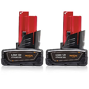VANON 6.0Ah 12V Batteries Replacement for Milwaukee M-12 Battery XC Lithium Ion Compatible with Milwaukee 12 Volt 48-11-2401 48-11-2402 48-11-2460 48-59-2401 Cordless Power Tools 2Pack