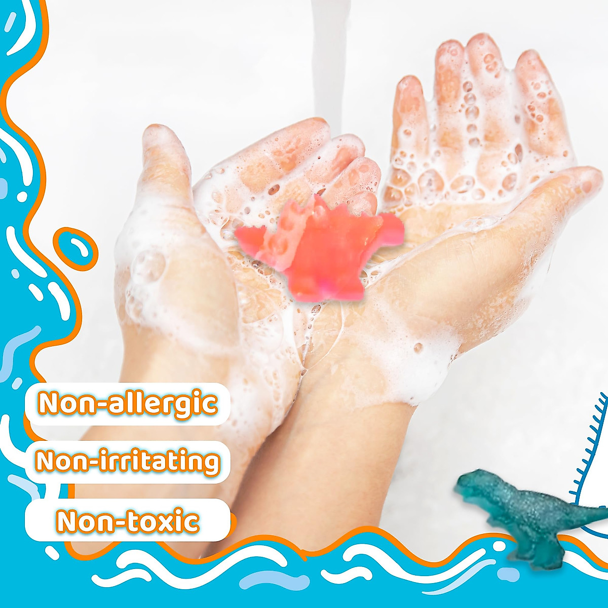 B8HI Soap Making Kit for Kids - Dino DIY Soap Making Kit for 6+ Ages - Melt & Pour Soap Kit with All Supplies - STEM Activity Craft Plus Reusable Mold