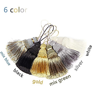 BEL AVENIR Gold Tassels Key Tassel with Loops Handmade Craft Charms DIY Accessories Elegant Soft Making Curtain Home Decoration (Gold, 2 pcs)