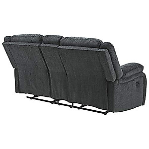 Signature Design by Ashley Draycoll Contemporary Double Reclining Manual Loveseat with Center Console, Dark Gray