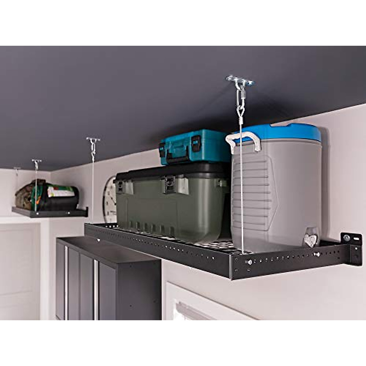 NewAge Products Pro Series Black 2 ft. x 8 ft. Wall Mounted Steel Shelf, Garage Overheads, 40406