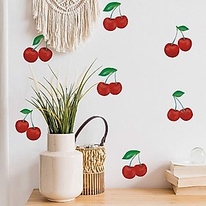 Tempaper Cherry Peel and Stick Wall Decals, red