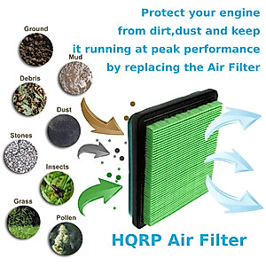 HQRP 2-Pack Flat Filter Cartridge with Pre-Filter Replacement for Honda 17211-ZLA-003, 17211-ZE8-000, 17211-ZL8-023, 17211-z8b-901, GXV57, 003, 013, 023 Cleaner Element for Lawn Mowers
