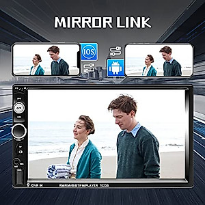 Camecho Car Stereo 2 Din Car Radio 7" MP5 Player with HD Touch Screen Digital Display Bluetooth Multimedia Support USB SD FM Aux-in Double Din Autoradio Mobile Phone Mirror Link with Backup Camera