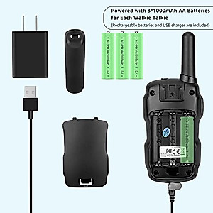 Wishouse Walkie Talkies for Kids Adult Long Range Rechargeable 3 Pack,Boy Wearable Walky Talky Set 2 Way Radio with USB Charger Battery,Camping Games Toy Birthday Xmas Gift for Girl Children Family