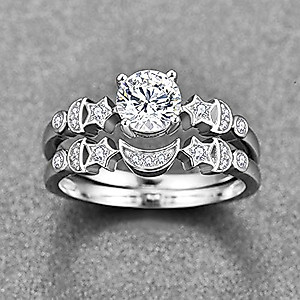 AVECON Women's Platinum Plating Sterling Silver Wedding Engagement Ring Band Set 1.25 Carat Round Brilliant Cubic Zirconia