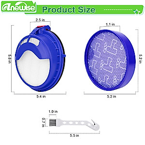 Anewise Filter Kits repalcement for Dyson dc25 vacuum Ball filters, Includes 1Pcs 919171-02 Washable Pre Motor Filter and 1Pcs 916188-05 Hepa filter, Fits DC-25 Models