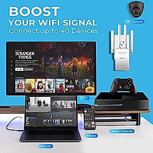 2023 Upgraded WiFi Extender Signal Booster for Home - up to 9956 sq.ft Coverage - Long Range Wireless Internet Repeater and Signal Amplifier with Ethernet Port - 1 Tap Setup, 5 Modes, 40+ Devices