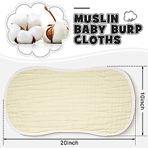 10 Pack Muslin Burp Cloths for Baby Girl Boy 6 Layers Thicken Soft Unisex Baby Burp Cloths Large Absorbent Muslin Burping Cloth Rags