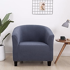 SearchI Club Chair Slipcover Stretch Barrel Chair Covers Jacquard Tub Chair Slipcovers Soft Spandex Armchair Sofa Cover Removable Couch Furniture Protector Arm Chair Cover for Living Room