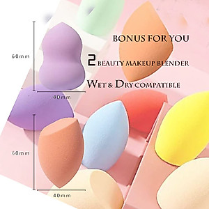 NEVSETPO Makeup Brushes 18pcs Synthetic Kabuki Brush Set Foundation Powder Blending Concealer Eye shadows Blush Cosmetics Brushes with 3 Sponge Mat Solid Wood Hande Makeup Bag Included