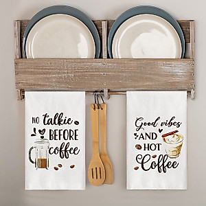 Artoid Mode But First Coffee Kitchen Towels Dish Towels, 18x26 Inch Seasonal Wedding Mug Coffee Bean bar Decoration Hand Towels Set of 4