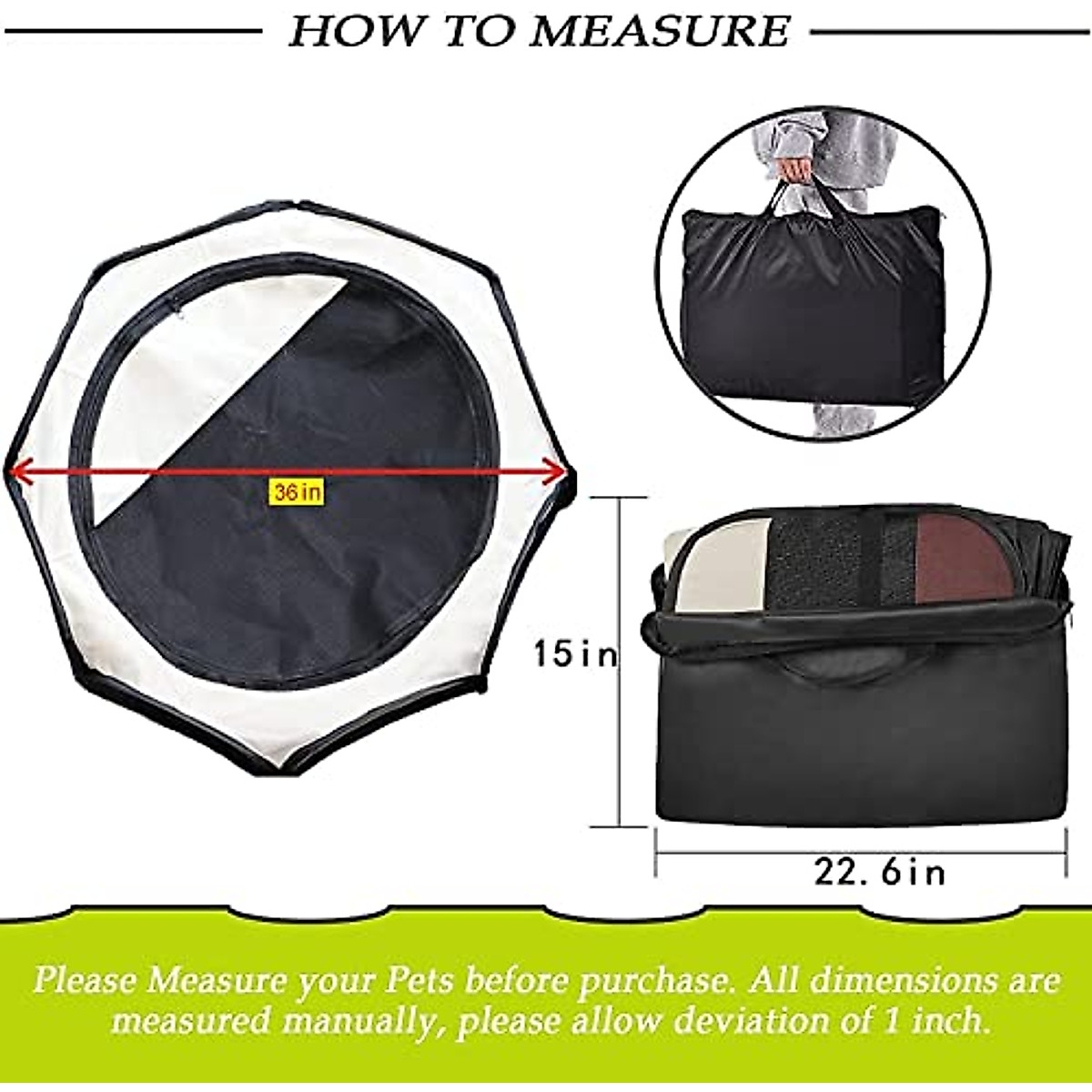 Ysding Portable Foldable Pet Playpen and Puppy Playpen with Free Carrying Case Collapsible Travel Bowl,Indoor/Outdoor Use and Available in Brown 3 Sizes for Various Sizes Dog/Cat/Puppy/Rabbit