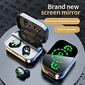 TEGAX Wireless Earbuds 4-Mics for Clear Call, Earphones IPX8Waterproof, 90Hrs Playtime with Led Display, Earbuds for Sports Running