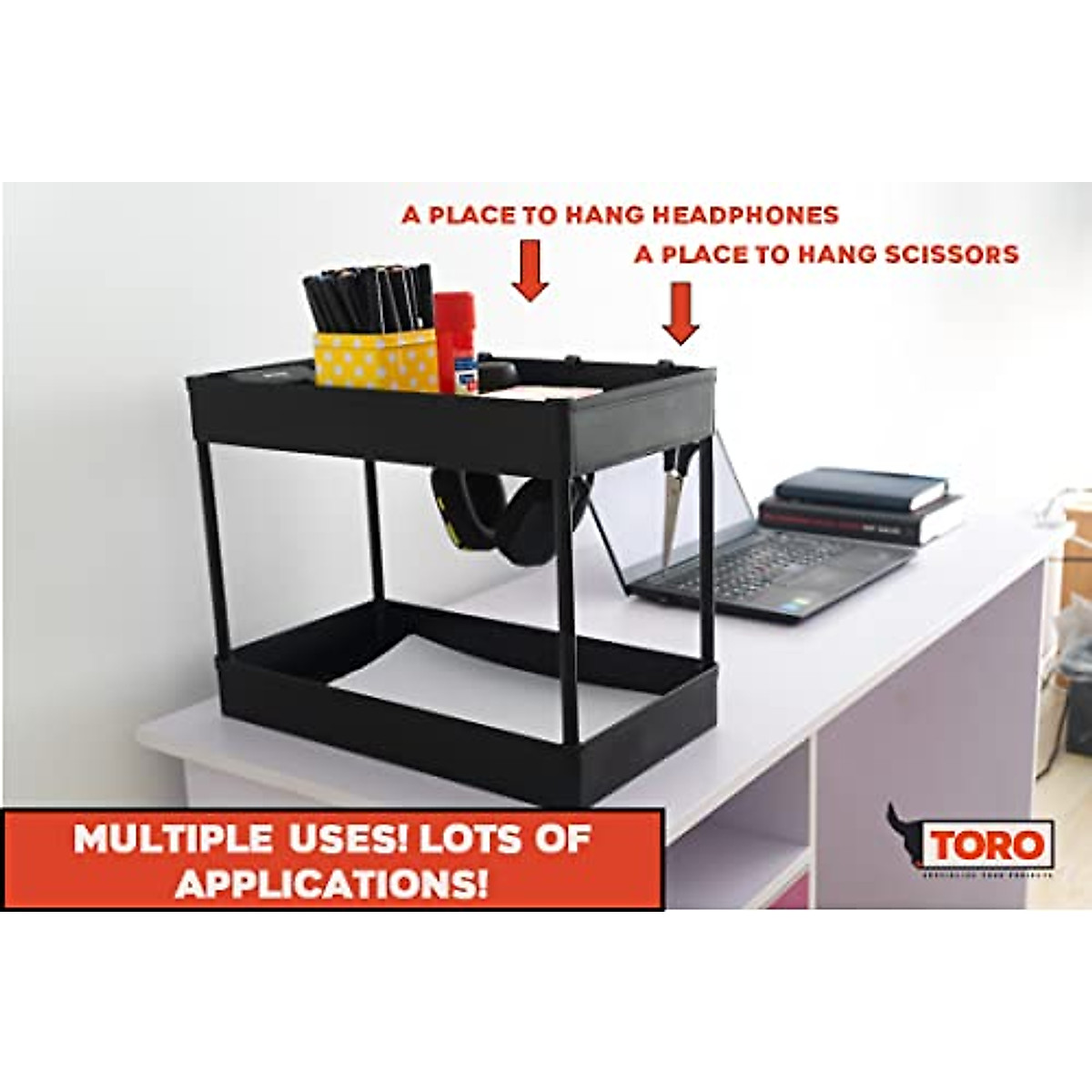 Under cabinet storage bathroom organizer - ideal for under sink and under counter. Stylish, for kitchens, closets, bathrooms, offices, and any space needing organizing! Plastic and easy to clean!