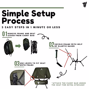 Koalanu Heavy Duty Folding Camping Lawn Chair with Elastic Side Pockets, Lightweight Portable Compact 330 lb Load Comfortable Outdoors Camping Hiking