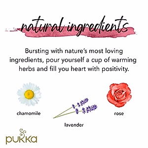 Pukka Organic Tea Bags, Chamomile, Rose and Lavender, Love Herbal Tea, 20 Count (Pack of 3)