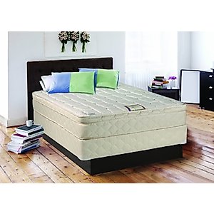 Continental Sleep 10-Inch Medium Plush Eurotop Pillowtop Innerspring Fully Assembled Mattress, Good for The Back, Twin XL, White LT Brown