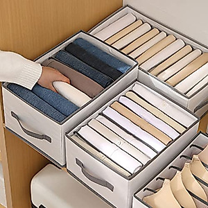XJ-HOME 2pcs Wardrobe Clothes Storage Box 7 Compartments Washable Portable Wardrobe Storage Box, material upgrade is supported by PP board, not easy to deform, foldable for easy storage.