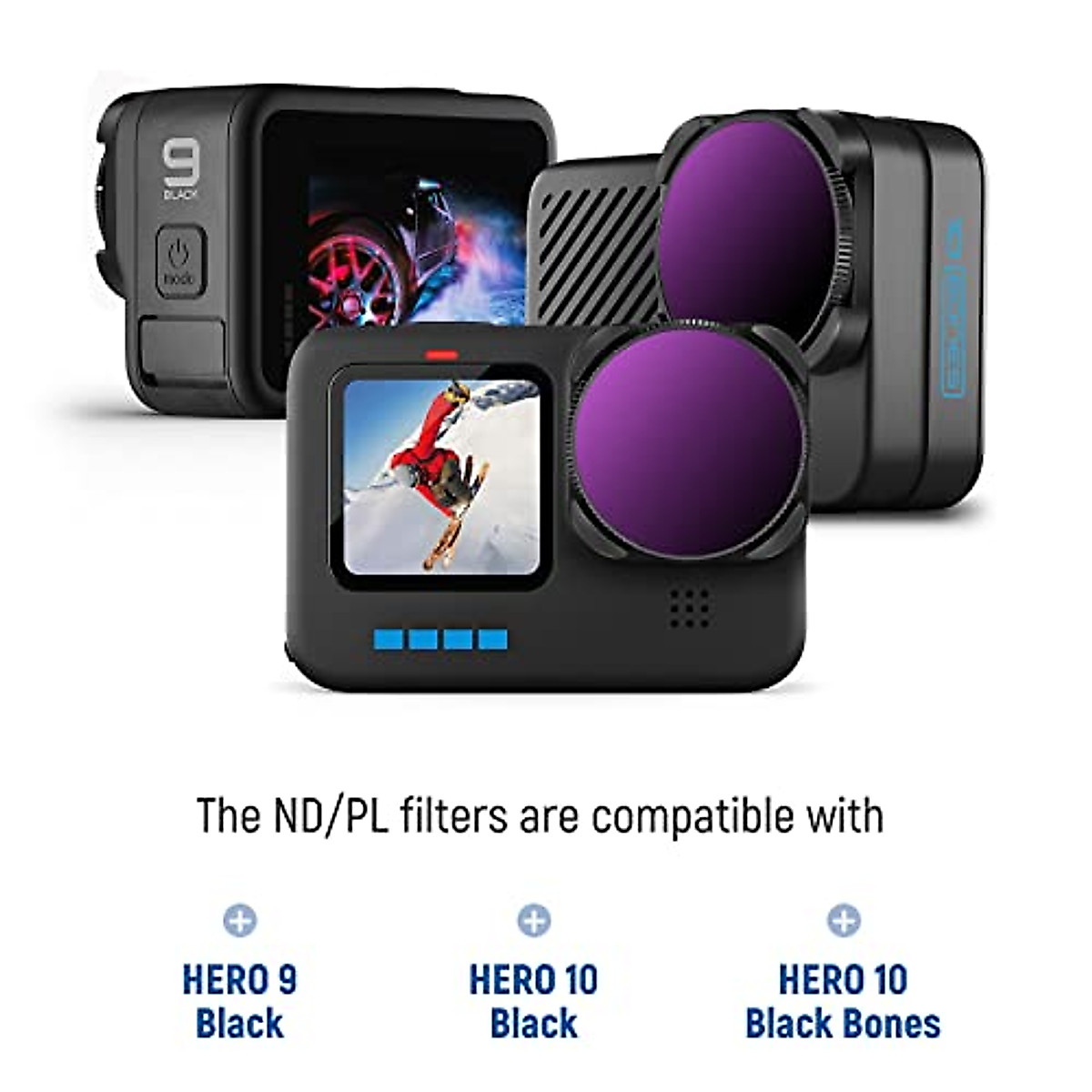 NEEWER ND/CPL Filter Set Compatible with GoPro Hero 11 10 Black Hero 9, 4 Packs (ND8/PL, ND16/PL, ND32/PL, ND64/PL) Multi Coated HD Glass, Action Camera Accessories Neutral Density/Polarizing Filters