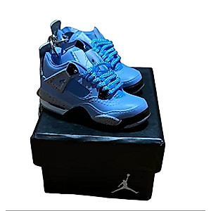 Mini Shoes Keychain Pair or Single With or Without The Box, Mini Kicks, Mini Sneaks, Blue 4s Mini Kicks Shoes Keychains (Pair No Box)