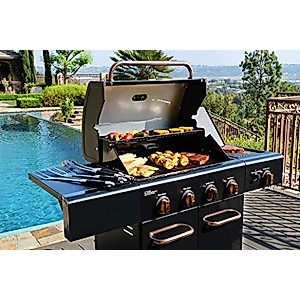 Kenmore PG-A40409S0LB-2 4 Burner Cabinet Style Propane Gas BBQ Grill with Searing Side Burner, 52000 Total BTU, Black and Copper