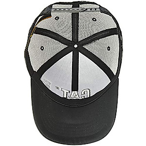 Caterpillar Men's Raised Logo Hats with Embroidered Front and Contrast Mesh Back with Plastic Snapback Closure, Black, One