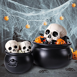 DIYDEC 12.6" and 7.4" Package Halloween Large Cauldron, 2pcs Black Plastic Witch Cauldron Kettle Halloween Pot Candy Holder for Halloween & St. Patrick’s Day Party Favors Decor