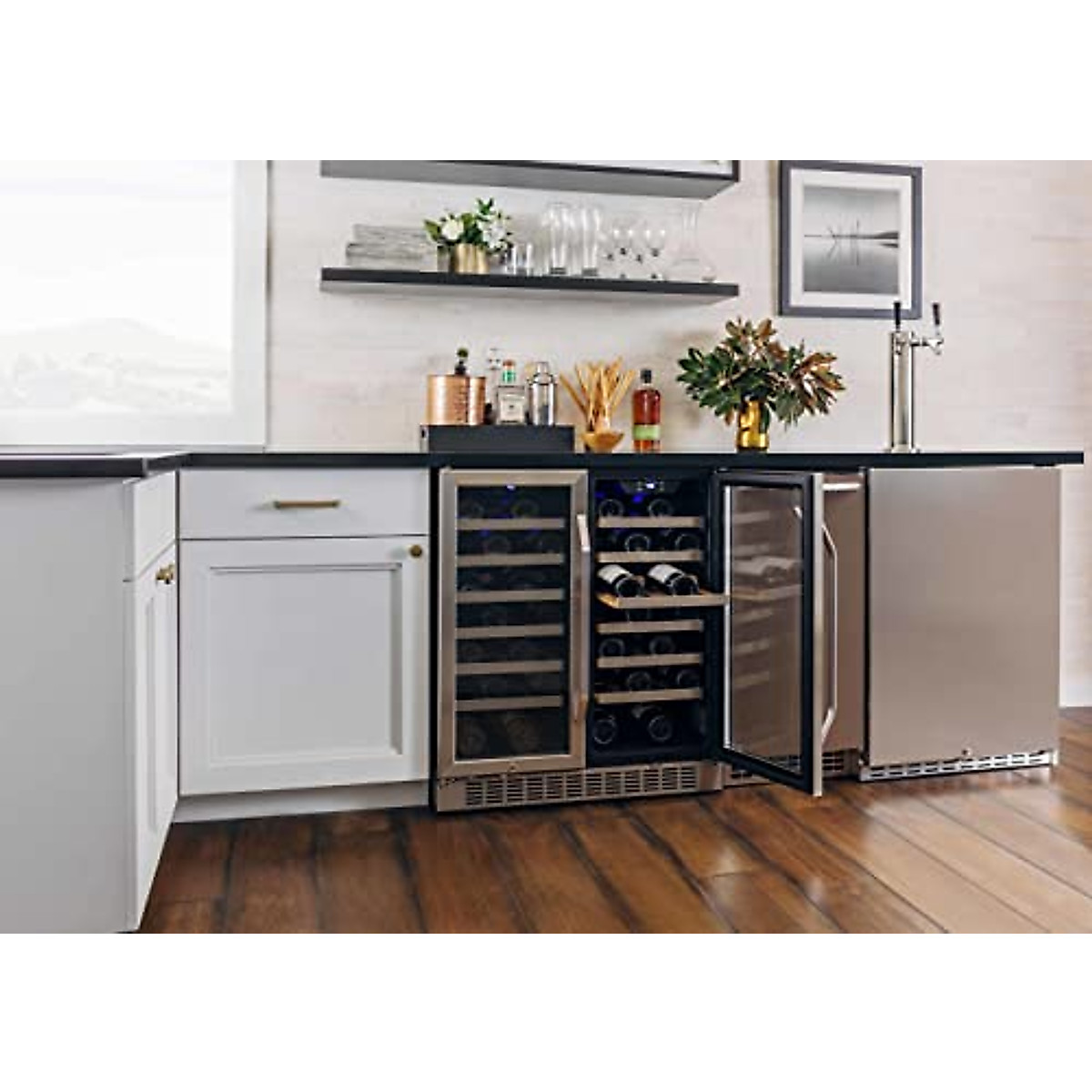 EdgeStar CWR5631FD 30-Inch 56 Bottle Built-In Dual Zone French Door Wine Cooler