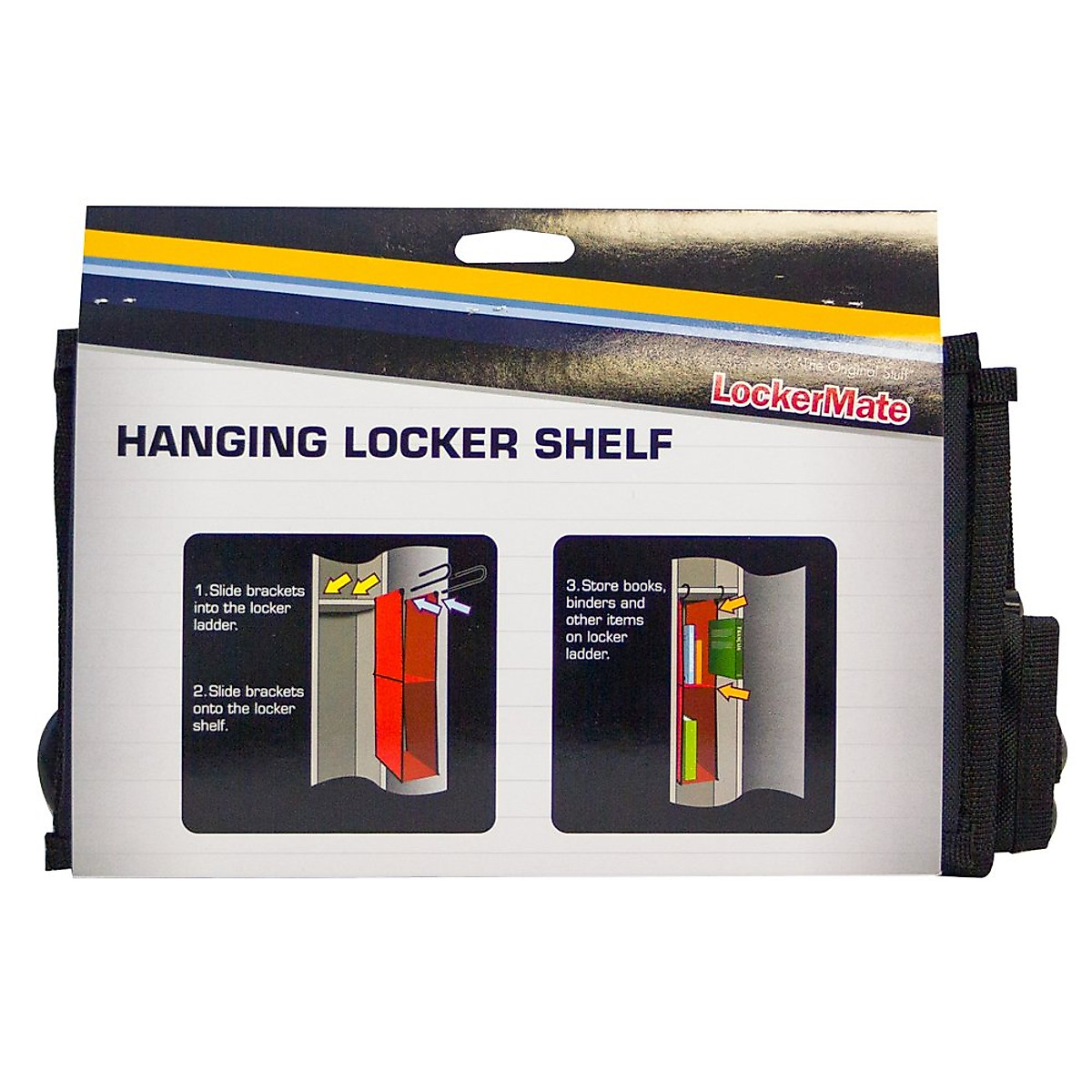 Hanging Fabric Locker Shelf - 2 shelves, fits standard lockers, durable fabric, Colors may vary