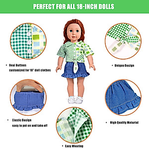 WONDOLL 18-Inch-Doll-Clothes and Accessories - 8 Sets American Doll Clothes Compatible with All 18 inch Dolls Outfits Christmas Birthday Gift for Girls