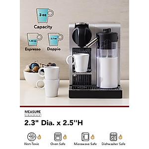 LE TAUCI 3 oz Espresso Cups, Ceramic Demitasse Cup, Mini Espresso Mugs for Home or Office, Stackable Expresso Shots Cup Perfect for Espresso Machine, Set of 4, White