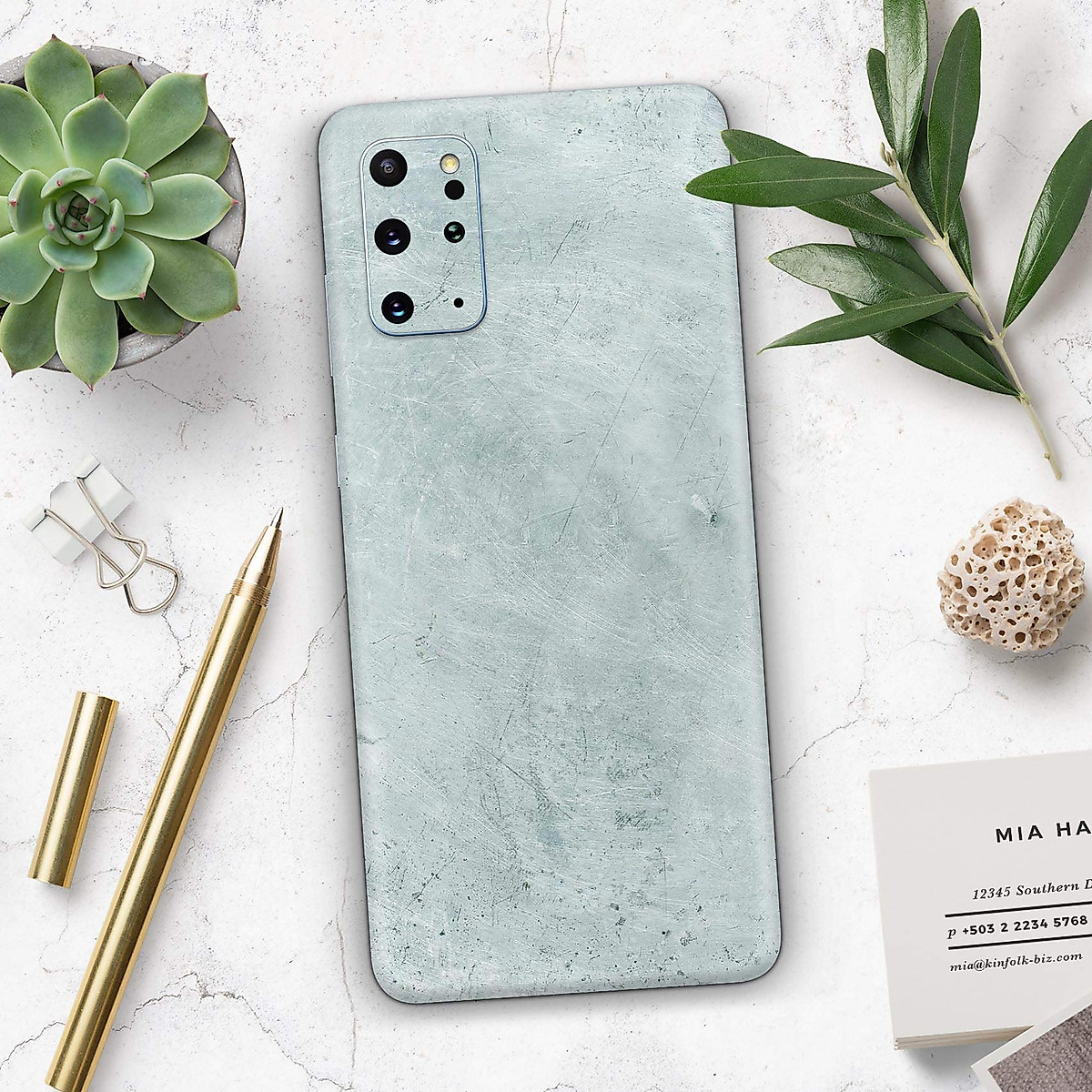 DesignSkinz Rustic Mint Textured Surface V3 Protective Vinyl Decal Wrap Skin Cover Compatible with The Samsung Galaxy S20 (Screen Trim & Back Glass Skin)