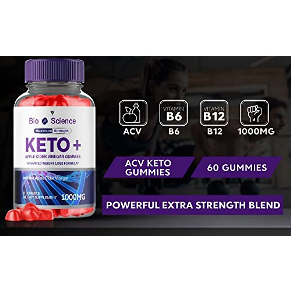 (3 Pack) Bio Science Keto Gummies for Weight Loss, BioScience Keto ACV Apple Cider Vinegar Gummies, Bio Science Keto Plus AVC Shark Belly Tank Oprah Winfrey Gunmies 525 MG Products (180 Gummies)