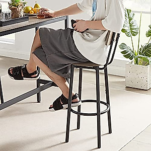 CALABASH Bar Table and Chairs Set, 3 Piece Pub Table with Stools,Narrow Bar Table Set for 2,Industrial Dining Table Set,Kitchen Breakfast Table and Chairs (Grey, Rectangular 1 Table+2 Stools)