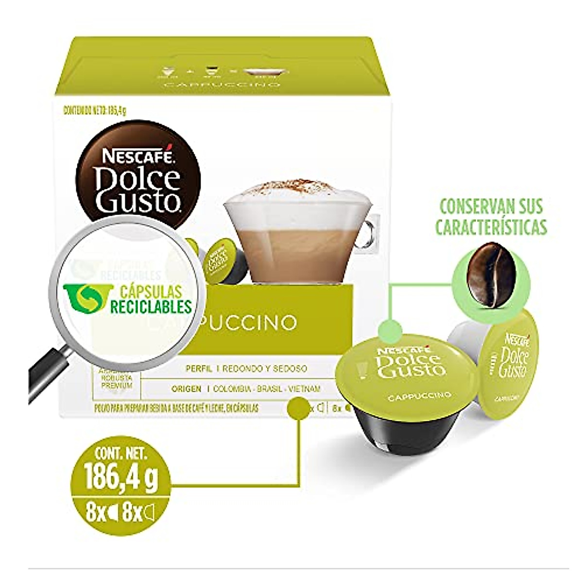 NESCAFÃƒâ€° Dolce Gusto Coffee Capsules Cappuccino, 16 Count (Pack of 3)