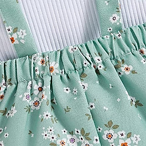 TMCSSYIE Baby Girlsr Cute Floral Pattern Outfit Sets sleeveless Tops Suspender Shorts + Bow Headband 2Pcs Summer Jumpsuit