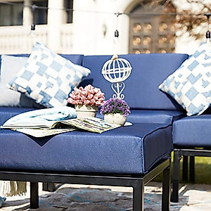 PatioFestival Conversation Set Outdoor Metal Furniture 4 Seats All-Weather Sectional Sofa Set with Cushioned for Garden,Lawn,Pool