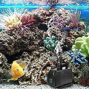 HUWLUIWA 1300 GPH Submersible Water Pump Pond Pump with 16.5ft. Power Cord, Fountain Pump with 3 Nozzles for Aquarium Fish Koi Tank Hydroponics Statuary Waterfall 100W