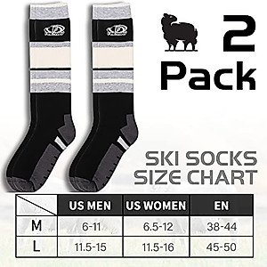 findway Merino Wool Ski Socks, 2/3 Pack Cold Weather Socks for Men Women, Thermal Knee high Warm Socks for Snowboarding