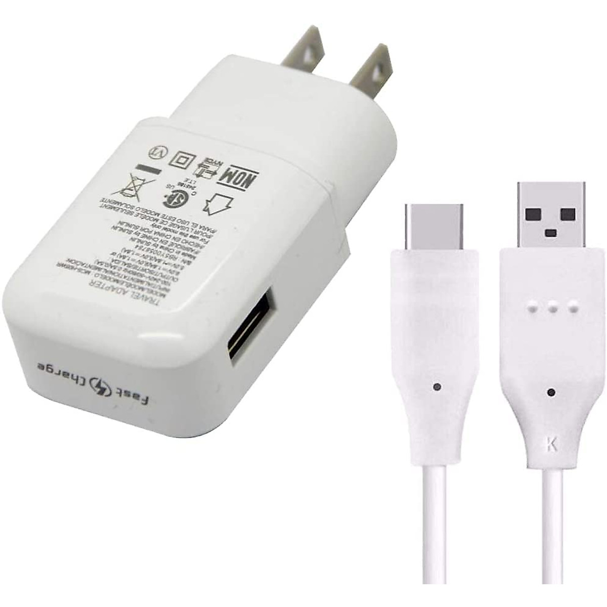 Fast Charger Compatible LG Stylo 4 G5 G6 G7 G8 V20 V30 V35 V30S V40 ThinQ Plus,Samsung Galaxy S8 Plus S9 S9+ S10 Active Note 8 Note 9,Moto Z Z2 Plus and More, USB Type C Cable with Charger Adapter