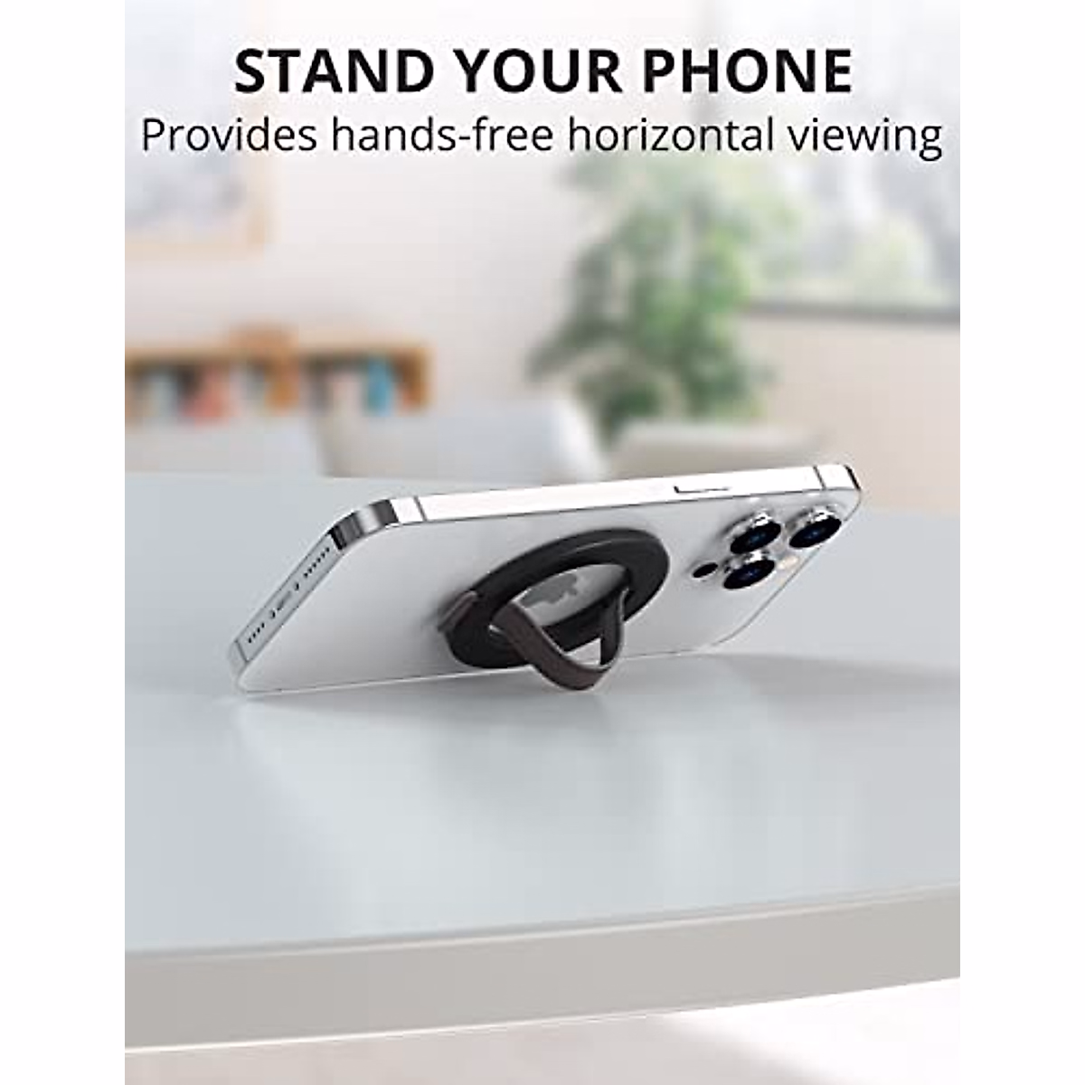 SUPMEGA Magnetic Phone Grip for MagSafe, Grip & Stand with Collapsible Leather Finger Loop, Magnetic Phone Ring Holder only for iPhone 15 Pro Max, iPhone 15 Pro, iPhone 14 Pro Max, 13 and 12 Series