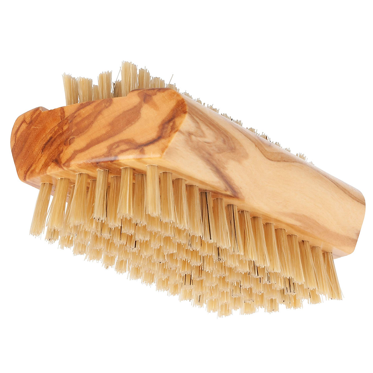 Redecker Natural Pig Bristle Nail Brush with Waxed Olive Wood Handle, 3-3/4-Inches
