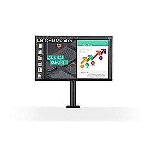 LG 27” 27BN88Q-B Ergo IPS QHD Monitor (2560x1440) with Ergonomic Stand & C-Clamp, USB Type-C™, DCI-P3 95% (Typ.), HDR10 and AMD FreeSync™