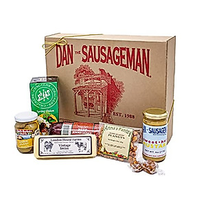 Dan the Sausageman’s Party Gift Basket Assortment Fresh Summer Sausage, Mustard and Cheese.