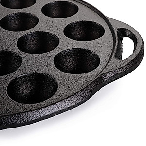 WUWEOT Non-Stick Aebleskiver Pan, Pre-Seasoned Cast Iron Pancake Octopus Ball Grill, 1.5" diameter, 6.6lb